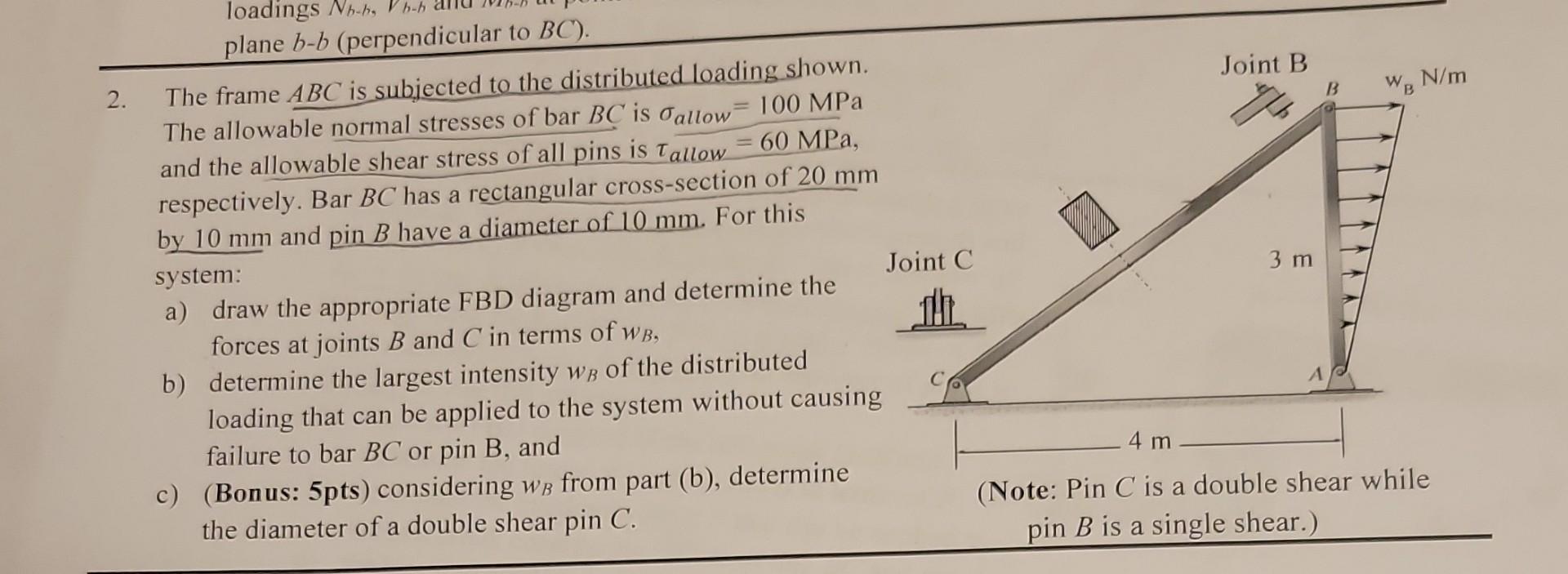 Solved 2. The frame ABC is subjected to the distributed | Chegg.com