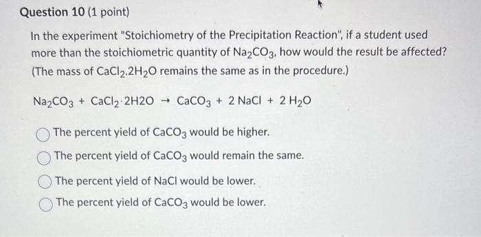 Solved In the experiment "Stoichiometry of the Precipitation | Chegg.com