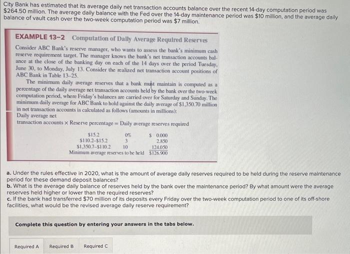 Solved City Bank has estimated that its average daily net | Chegg.com