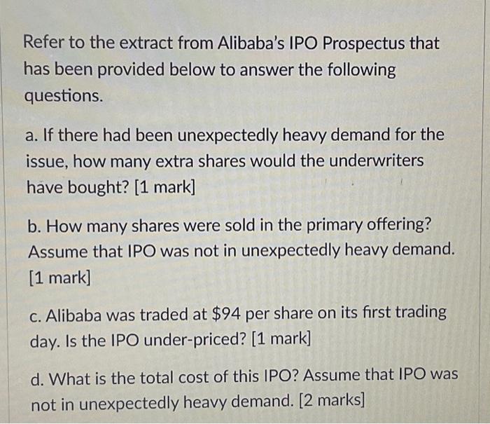 Solved Refer to the extract from Alibaba's IPO Prospectus | Chegg.com