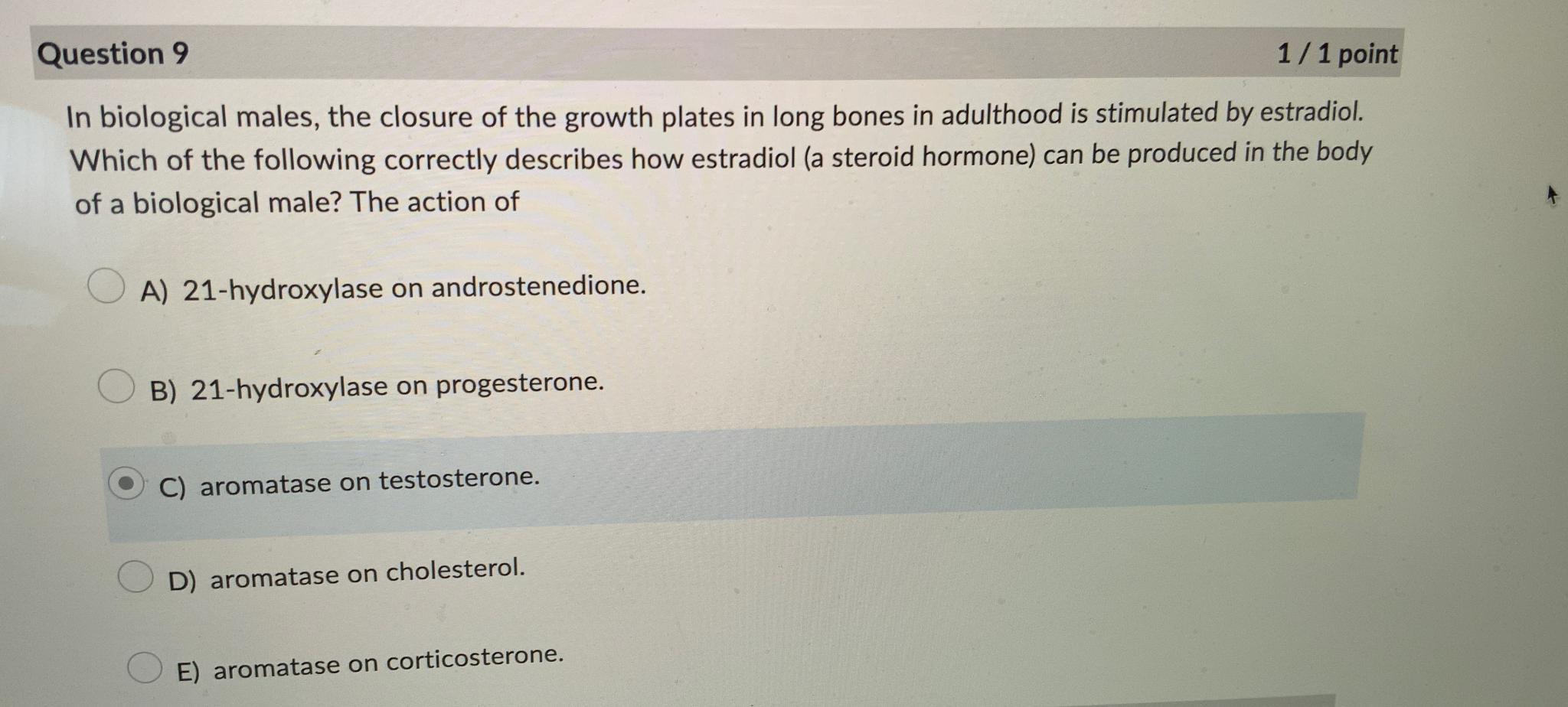 Solved Question 91 / 1 pointIn biological males, the | Chegg.com Solved Question 91 / 1 pointIn biological males, the | Chegg.com