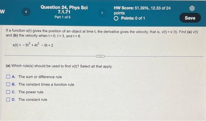 Solved If a function s(t) gives the position of an object at | Chegg.com