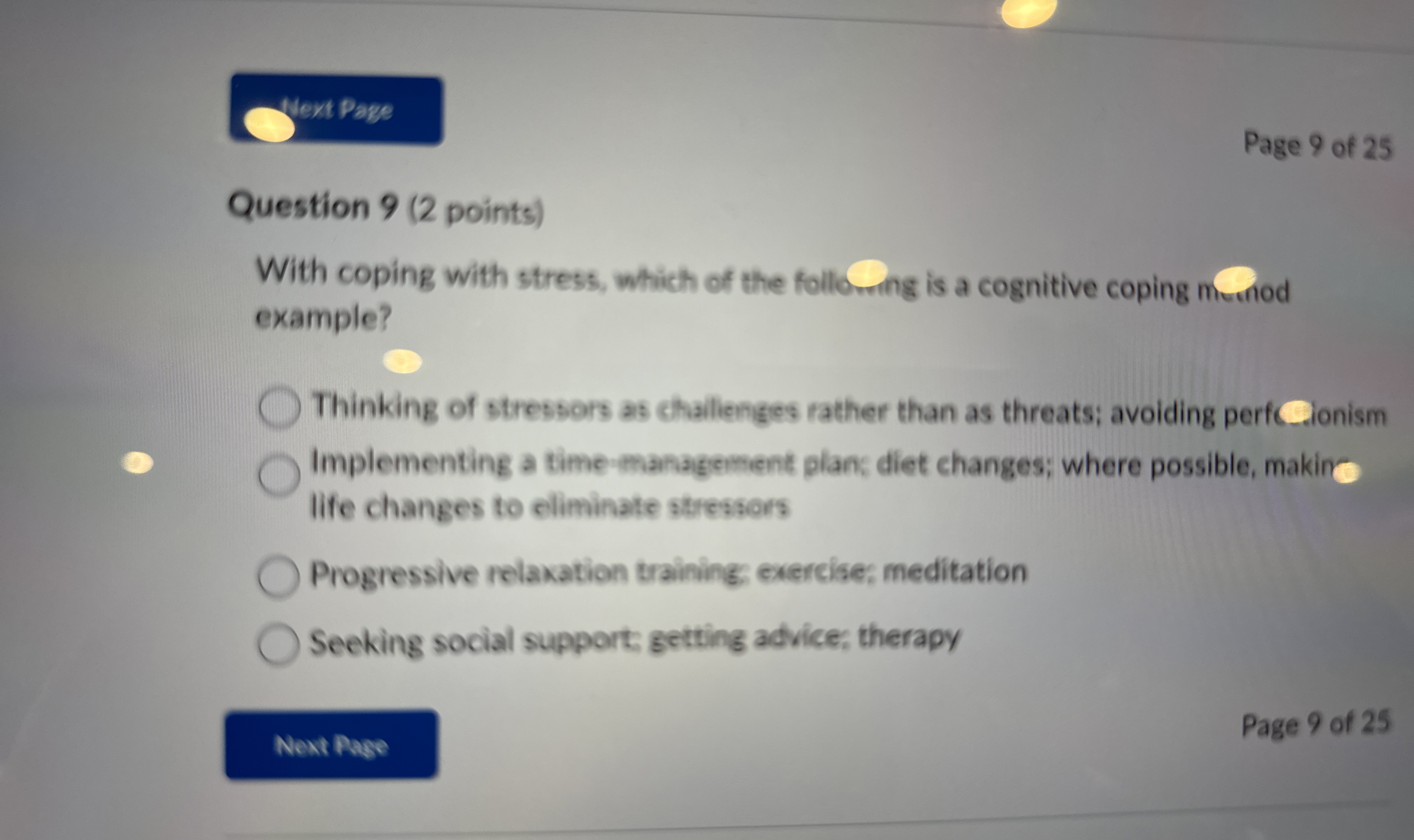 Solved Question 9 (2 ﻿points)With coping with stress, which | Chegg.com