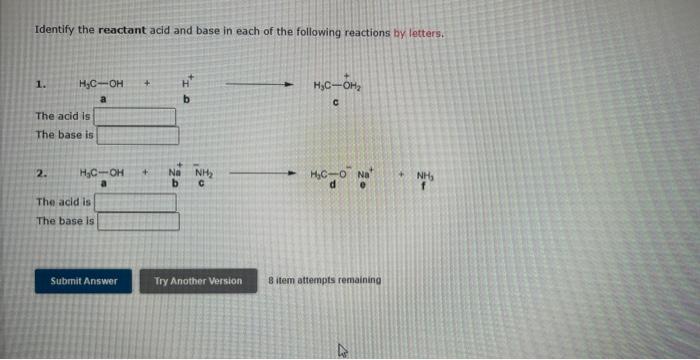 Solved Identify the reactant acid and base in each of the | Chegg.com