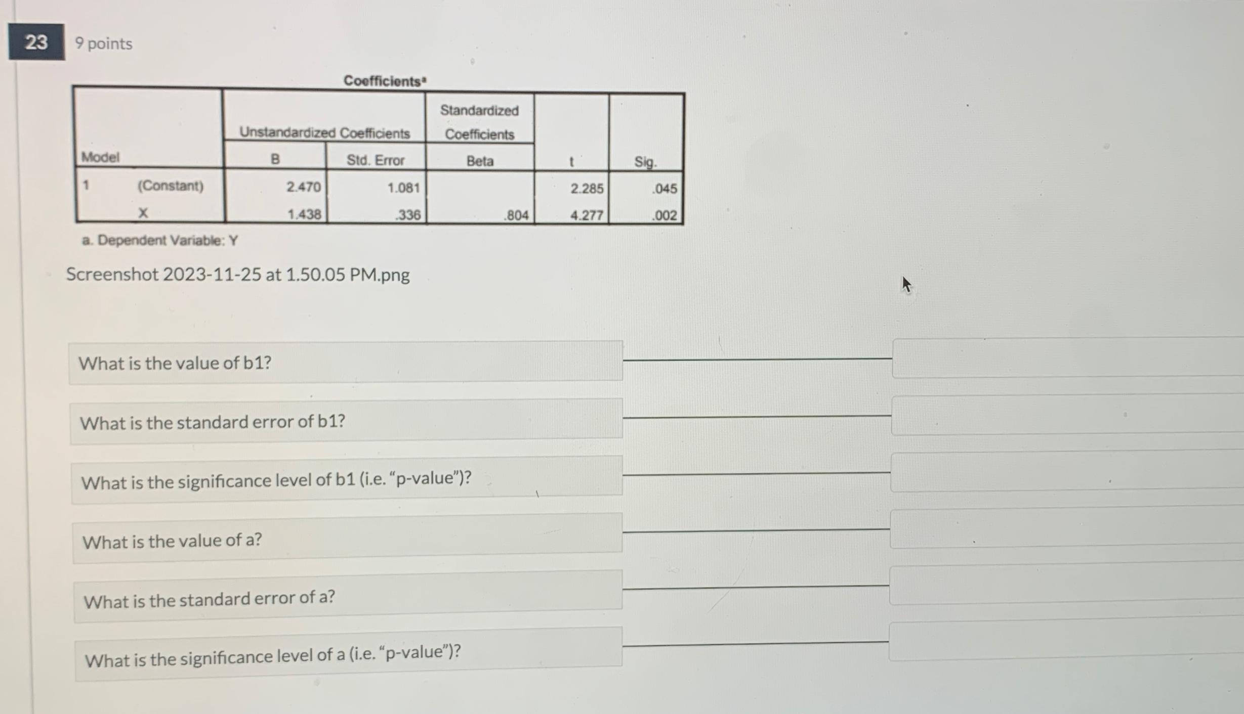 Solved Coefficient table fill in the blank | Chegg.com