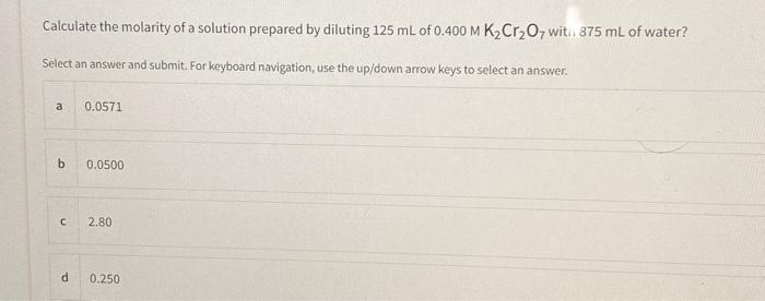 Solved Calculate the molarity of a solution prepared by | Chegg.com
