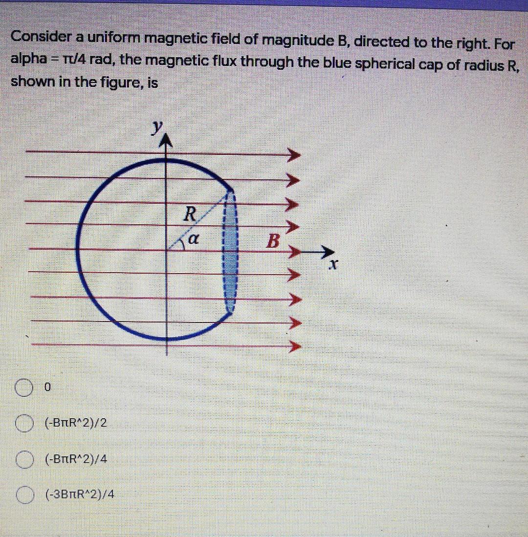 Solved Consider a uniform magnetic field of magnitude B, | Chegg.com