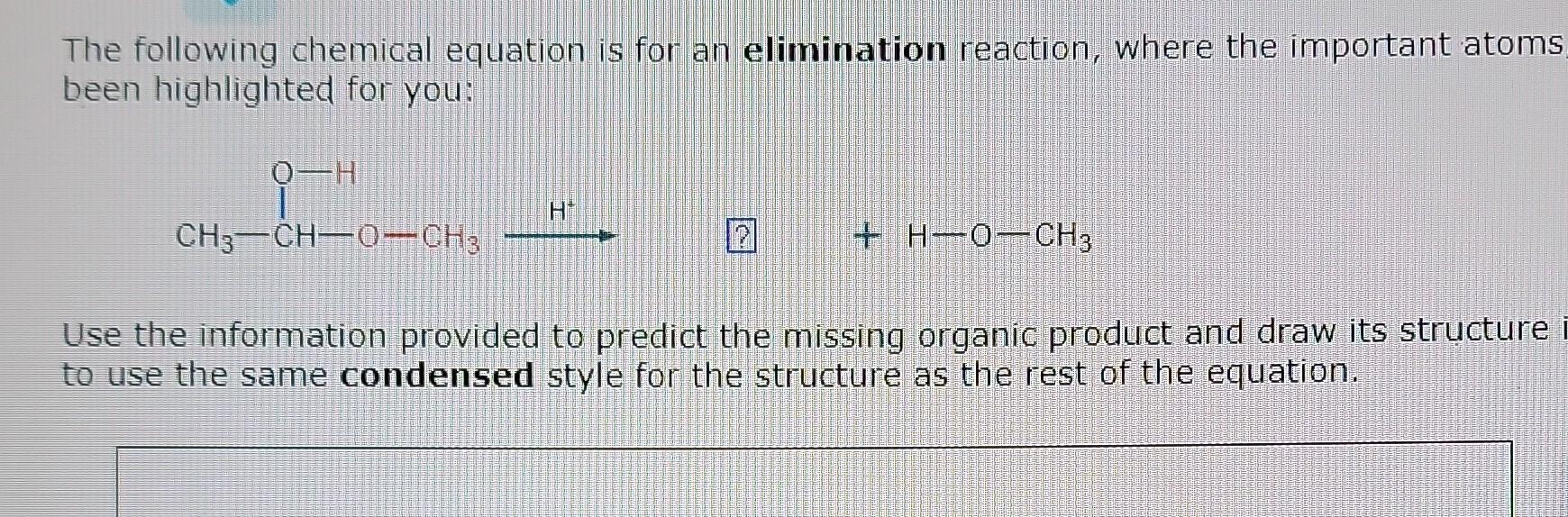 Solved The following chemical equation is for an elimination | Chegg.com