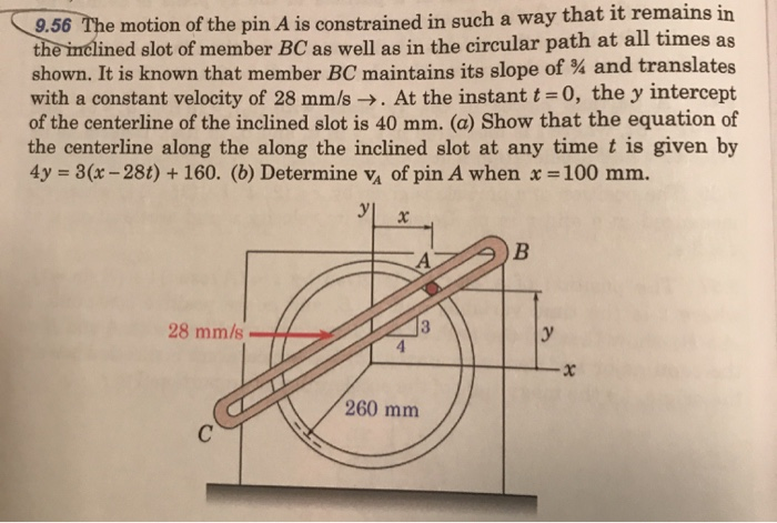 Solved 9.56 The motion of the pin A is constrained in such a | Chegg.com
