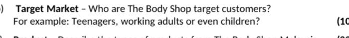 Solved ) Target Market - Who are The Body Shop target | Chegg.com