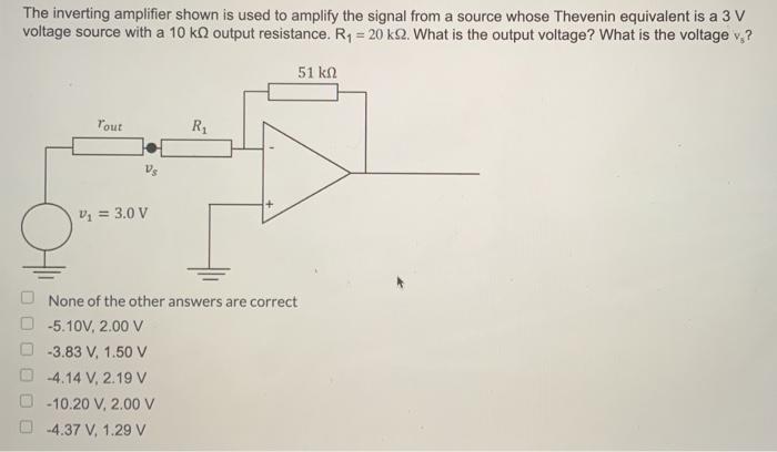 Solved The inverting amplifier shown is used to amplify the | Chegg.com