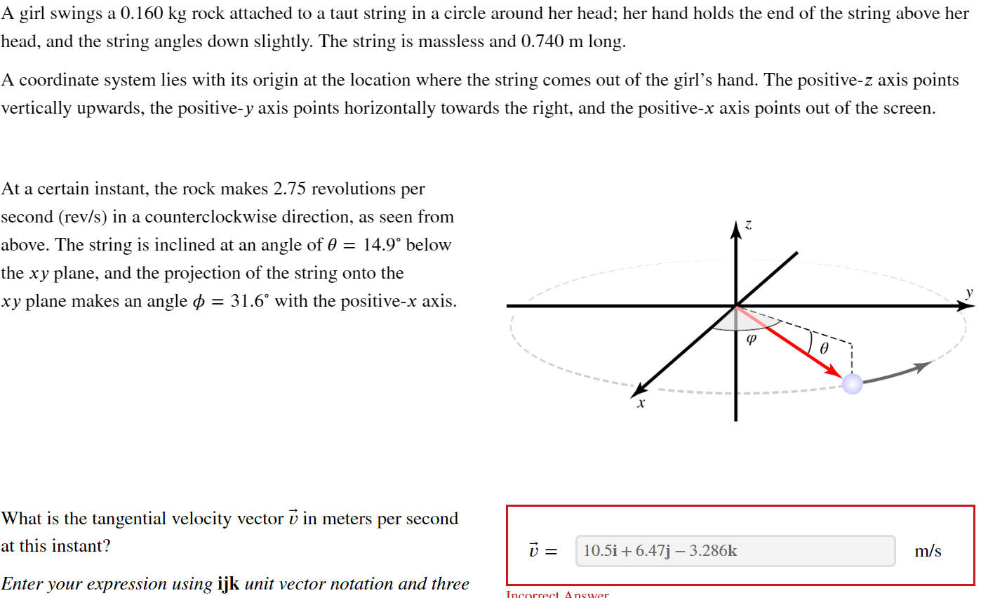 Solved What is the tangential velocity vector vec(v) ﻿in | Chegg.com