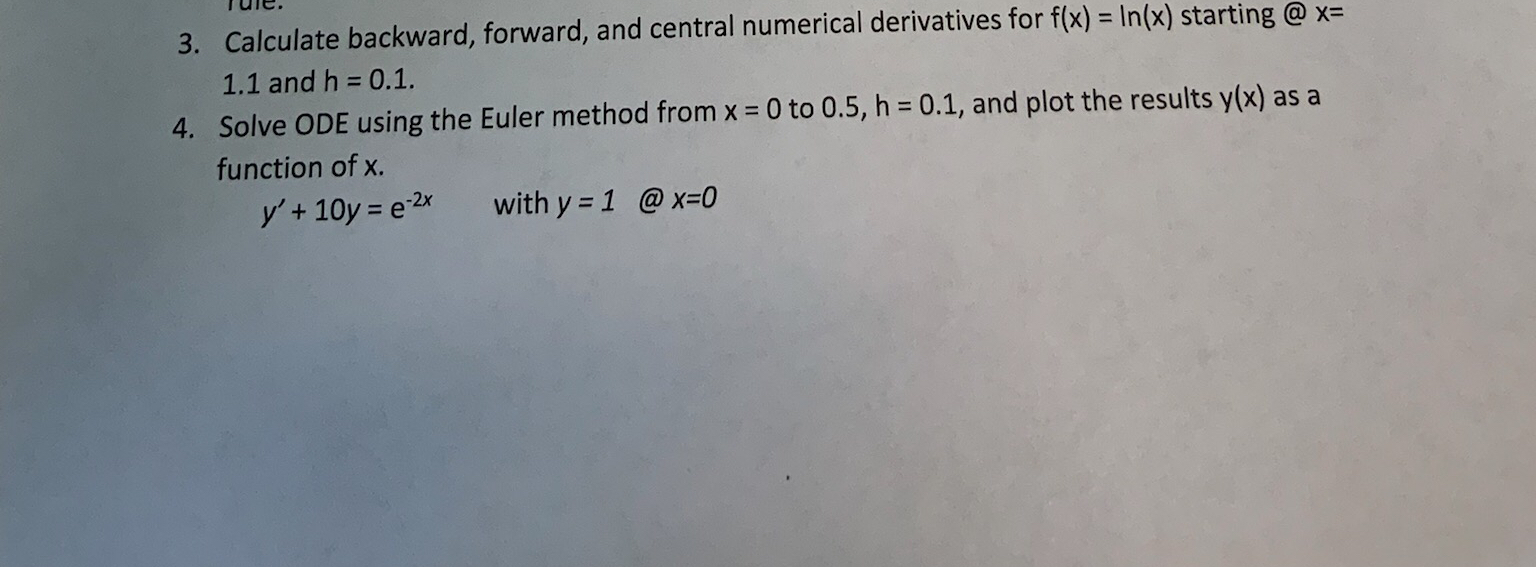 Solved How to solve Calculate backward, forward, and central | Chegg.com