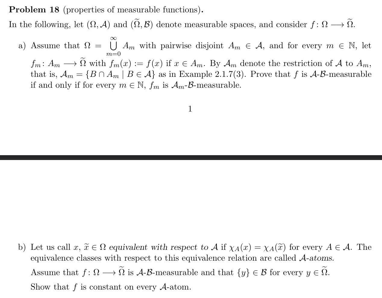 Solved Problem 18 Properties Of Measurable Functions In