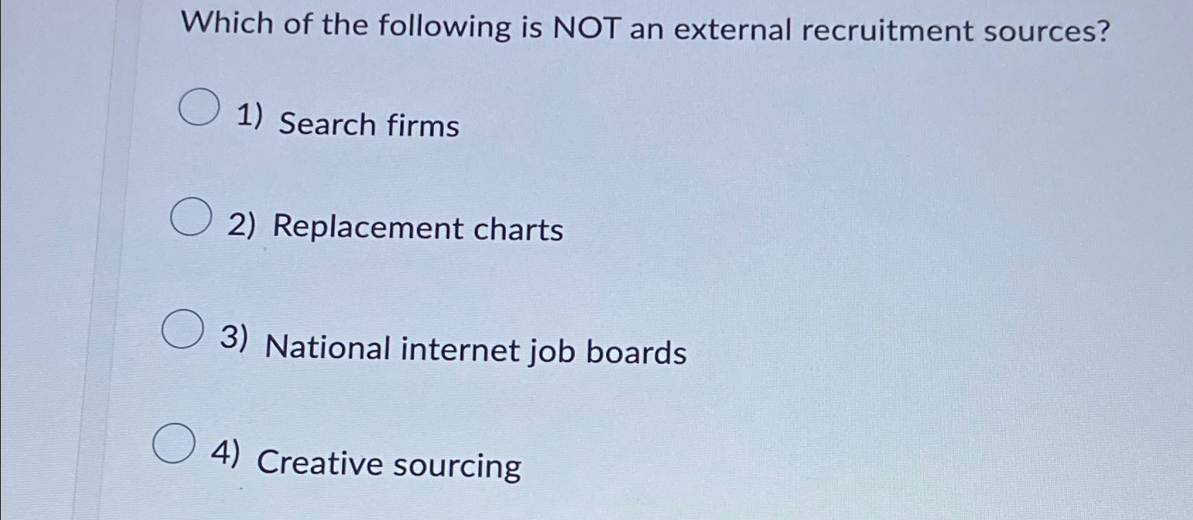 Solved Which of the following is NOT an external recruitment | Chegg.com