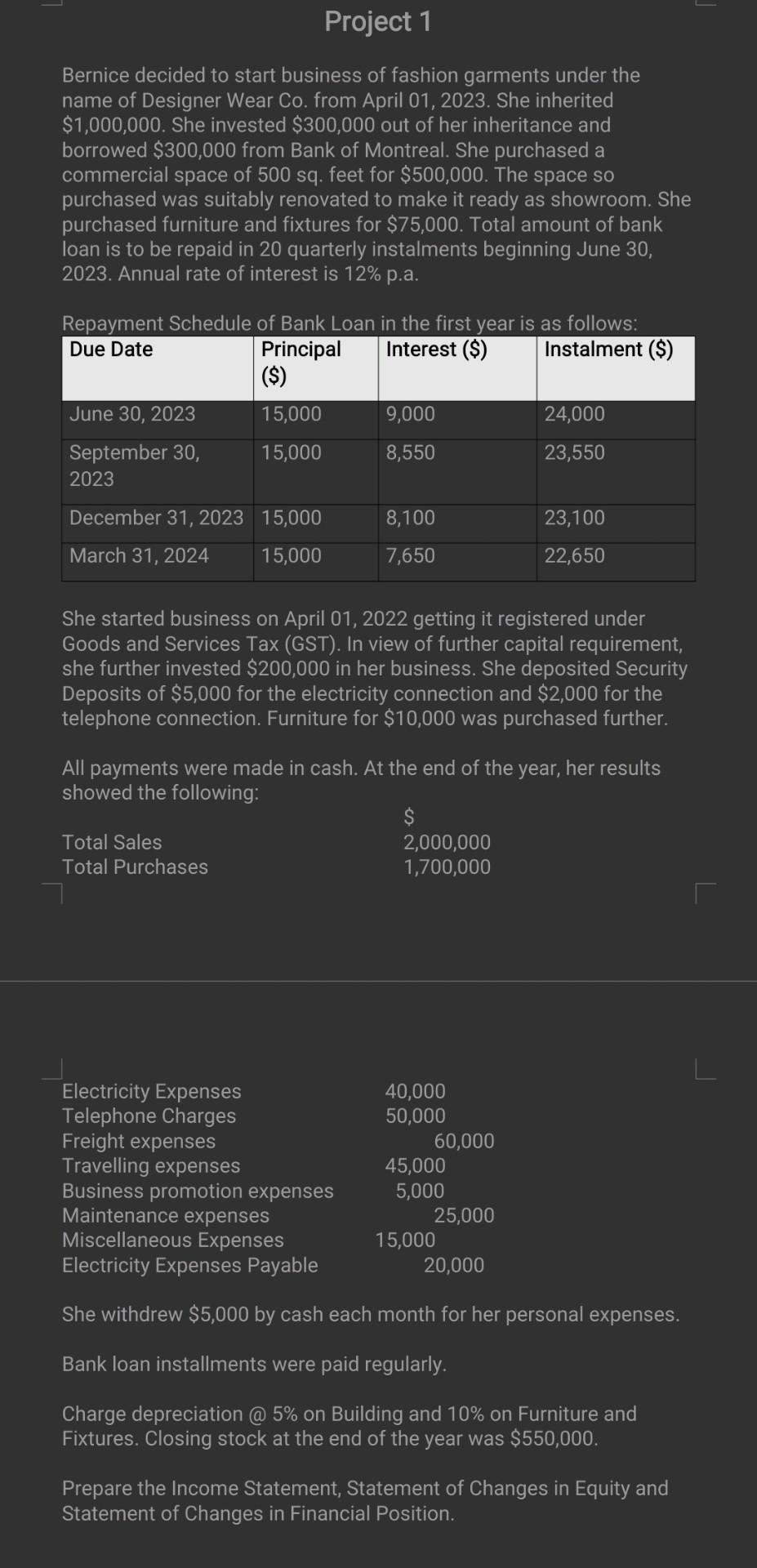 Solved prepare income statement , statement of changes in | Chegg.com