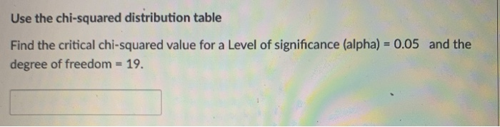 Solved Use the chi-squared distribution table Find the | Chegg.com