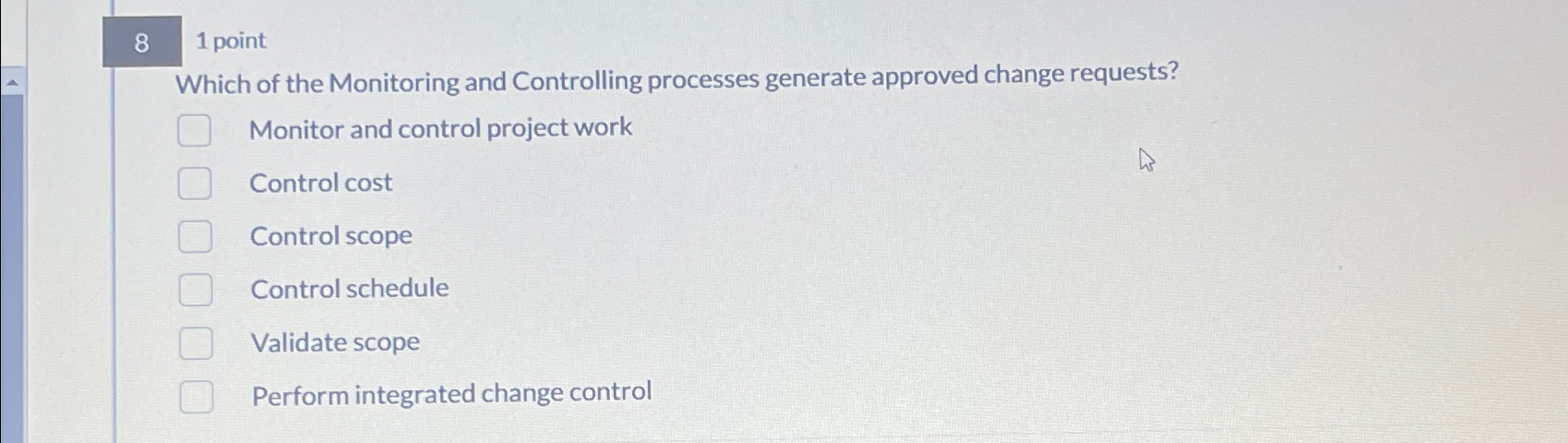 Solved 81 ﻿pointWhich of the Monitoring and Controlling | Chegg.com