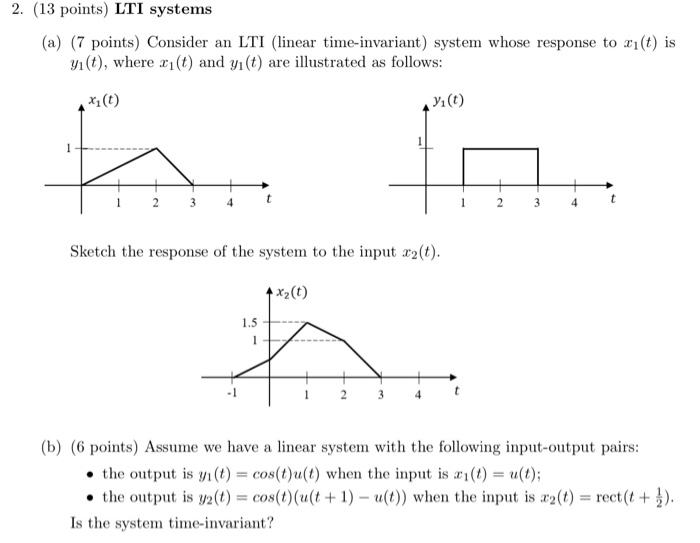 Solved 2. (13 points) LTI systems (a) (7 points) Consider an | Chegg.com