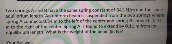 Solved Two springs A and B have the same spring constant of | Chegg.com