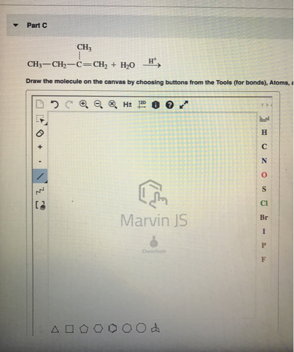 Solved Part CH3 CH3-CH2-C=CH2 + H20 , Draw the molecule on | Chegg.com