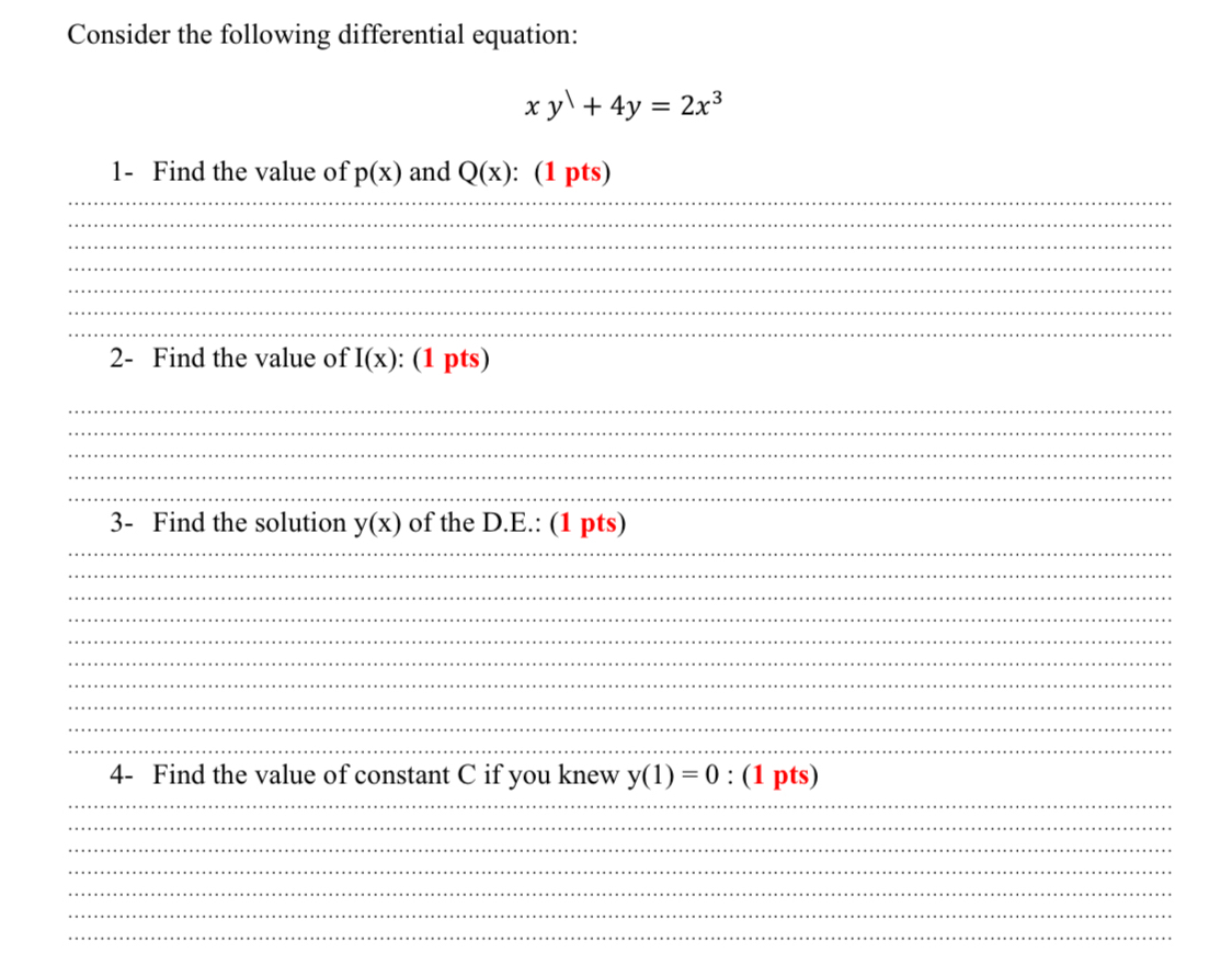 Solved Consider the following differential equation:1- ﻿Find | Chegg.com
