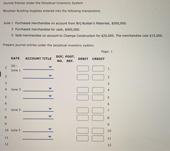 Solved Journal Entries Under the Perpetual Inventory System | Chegg.com