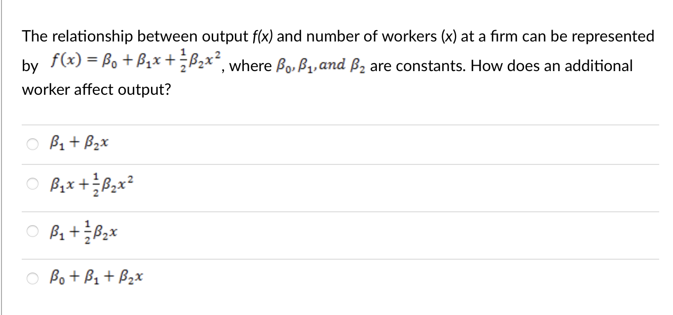 Solved The relationship between output f(x) ﻿and number of | Chegg.com