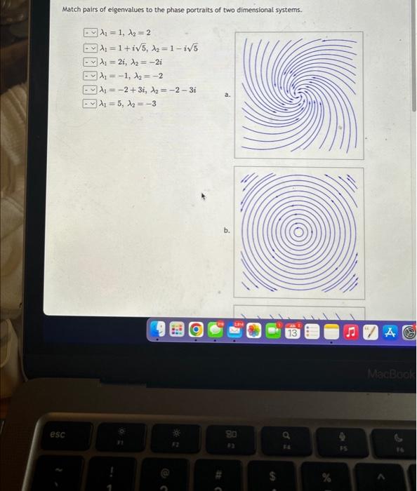 Solved Match pairs of eigenvalues to the phase portraits of | Chegg.com