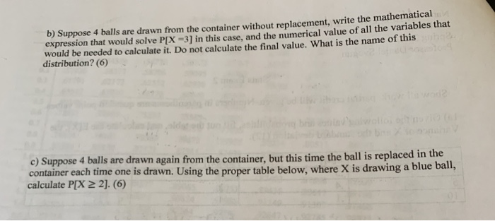 Solved 3) Suppose there are 20 balls in a container and 5 of | Chegg.com