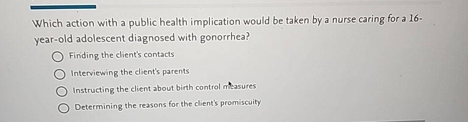 Solved Which action with a public health implication would | Chegg.com