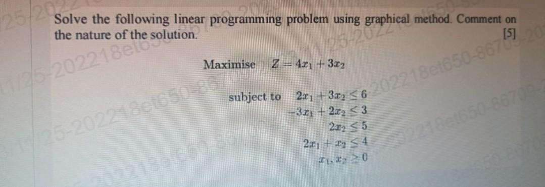 Solved Solve the following linear programming problem using | Chegg.com