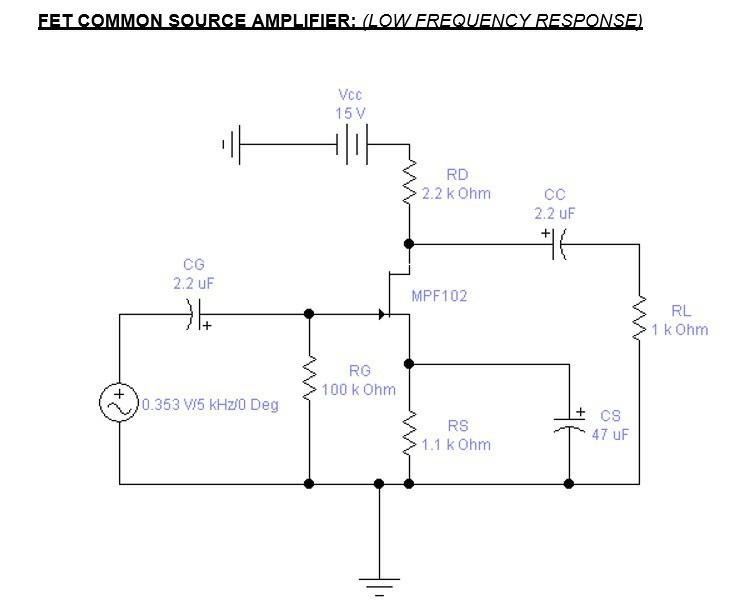 FET COMMON SOURCE AMPLIFIER: (LOW FREQUENCY RESPONSE) | Chegg.com