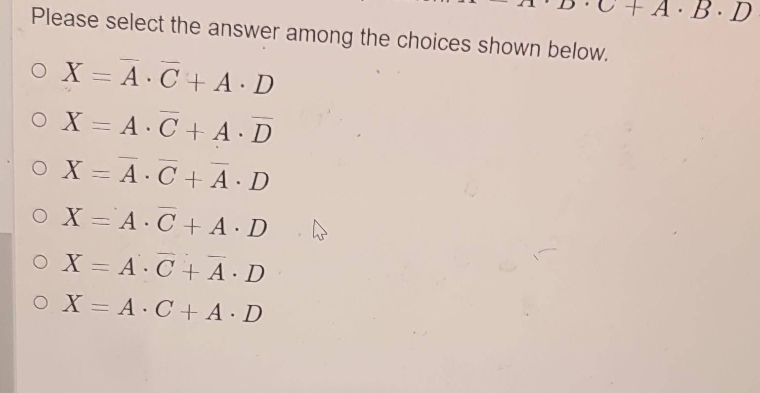 Solved d ed Simplify the following Boolean expression: X = A | Chegg.com