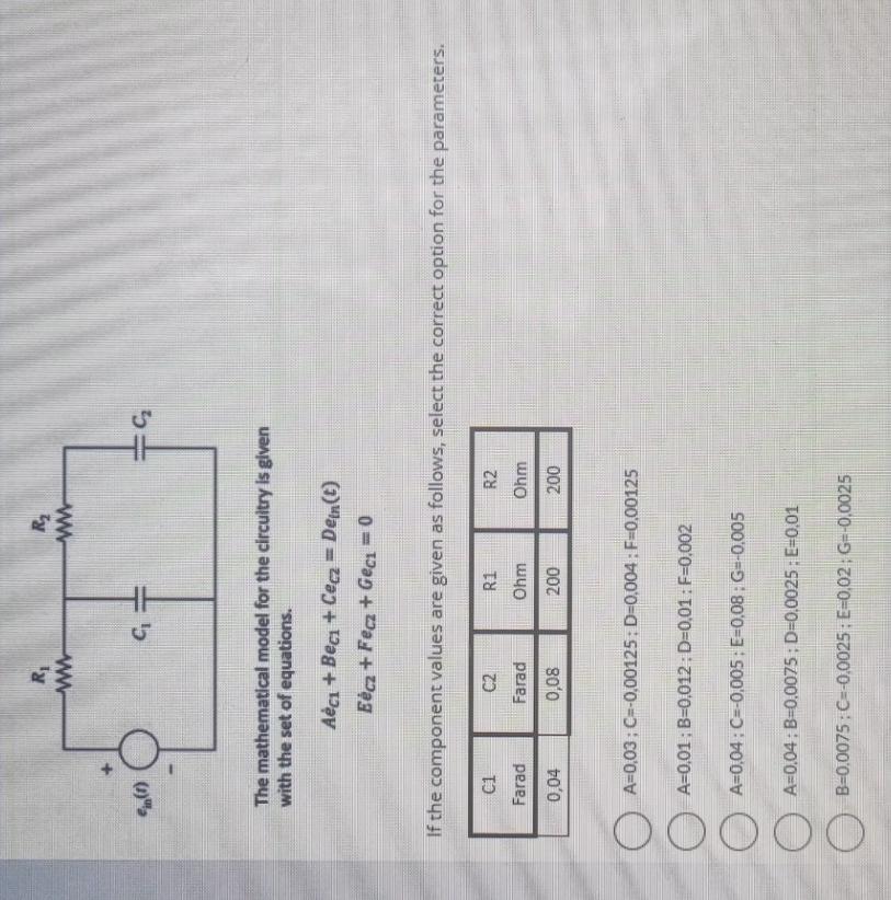 Solved The mathematical model for the circuitry is given | Chegg.com