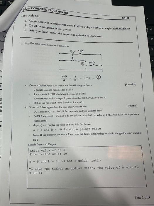 Solved Instructions: a. Create a project in eclipse with | Chegg.com