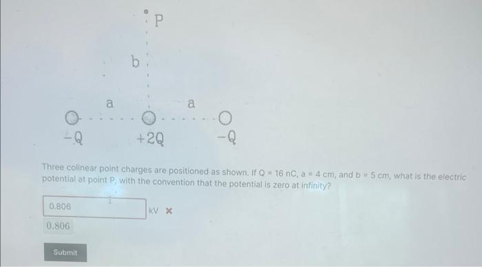 Solved Three colinear point charges are positioned as shown. | Chegg.com
