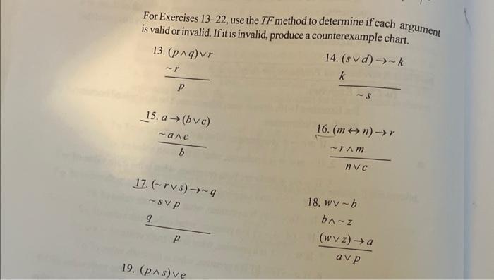 Solved For Exercises 13-22, use the TF method to determine | Chegg.com