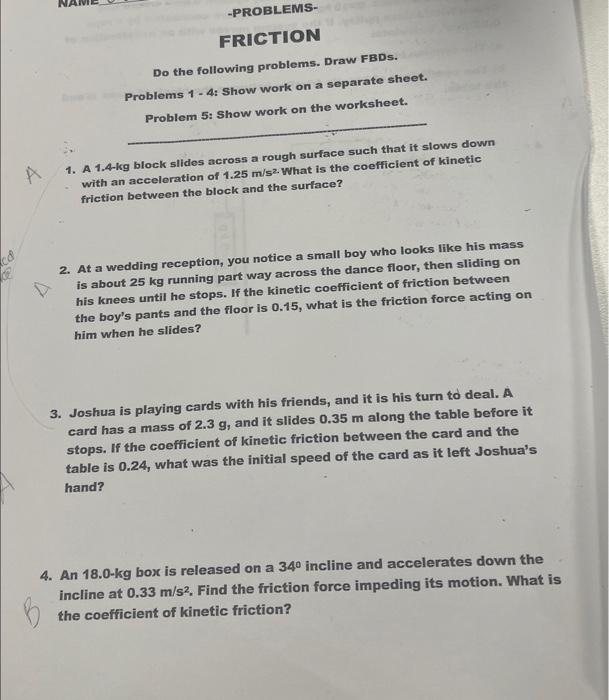 Solved number 4 with the FBD diagram pls | Chegg.com