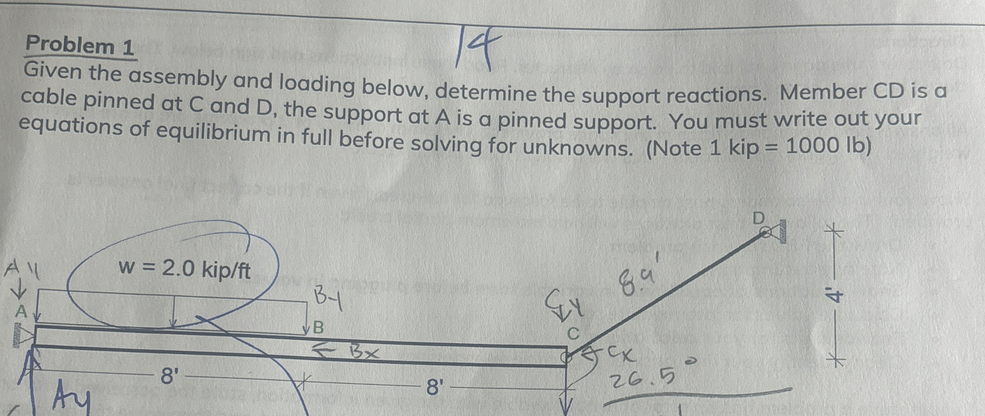 Problem 1Given the assembly and loading below, | Chegg.com