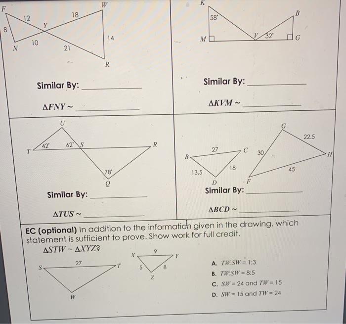 Solved Unit 4 Test _ Similarity The ratio of the measures of | Chegg.com