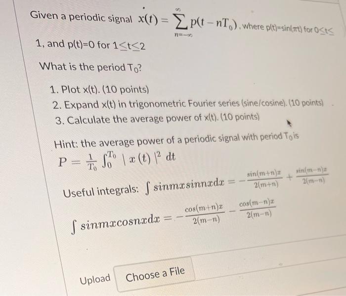 Solved ven a periodic signal x˙(t)=∑n=−∞∞p(t−nT0), where | Chegg.com