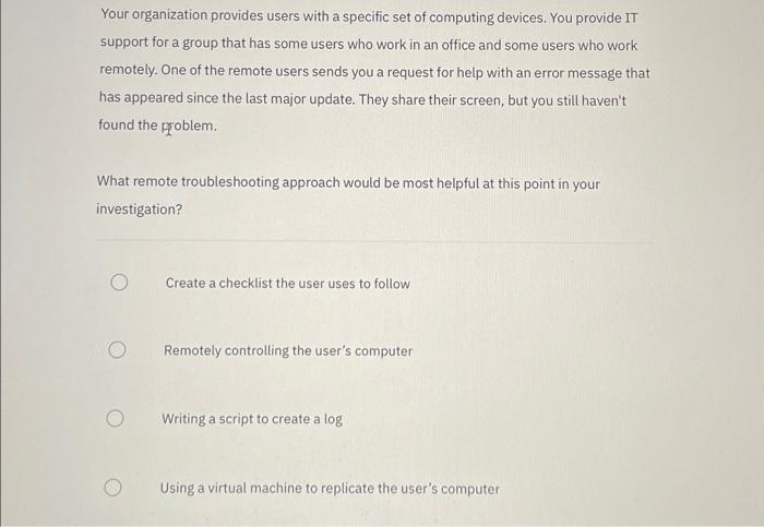 Solved Your organization provides users with a specific set | Chegg.com