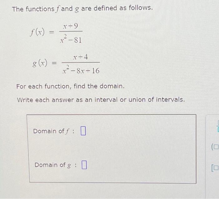 Solved The functions f and g are defined as follows. | Chegg.com