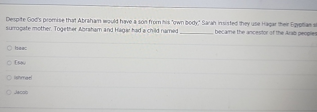 Solved Despite God's promise that Abraham would have a son | Chegg.com