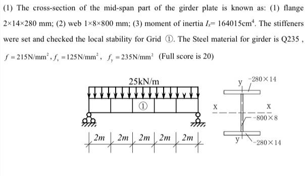 Solved (1) The cross-section of the mid-span part of the | Chegg.com