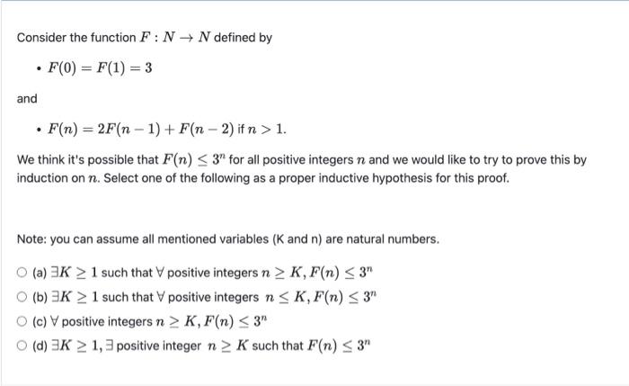 Solved Suppose we define a function g: N N by 9(0) = 1 g(n) | Chegg.com