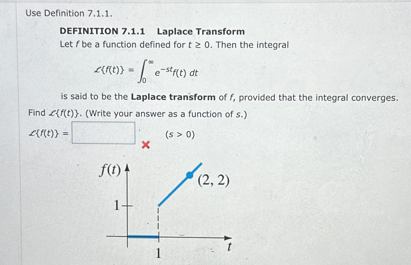 Solved Use Definition 7.1.1.DEFINITION 7.1.1 Laplace | Chegg.com Solved Use Definition 7.1.1.DEFINITION 7.1.1 Laplace | Chegg.com