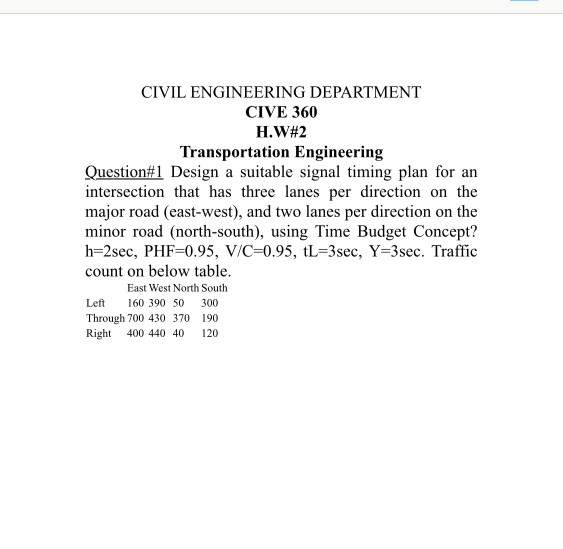 CIVIL ENGINEERING DEPARTMENT CIVE 360 H.W#2 | Chegg.com