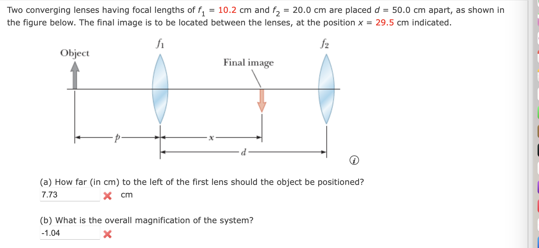 Solved Two converging lenses having focal lengths of | Chegg.com